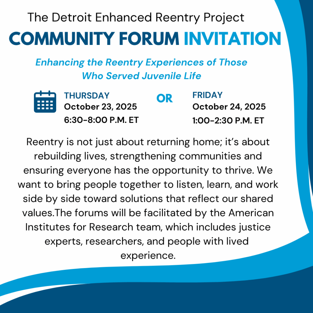 The Detroit Enhanced Reentry Project Community Forum - Michigan ...